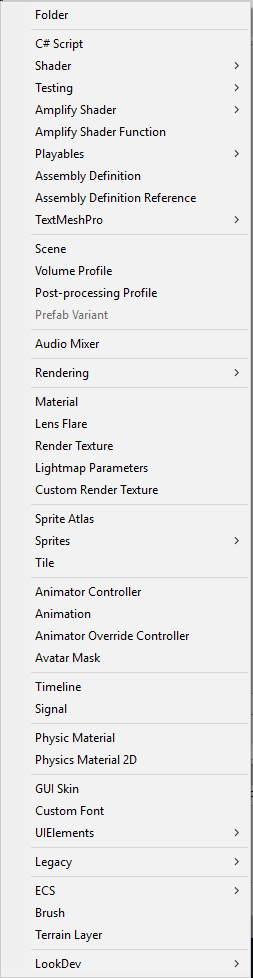 Unity "Create" menu needs a better organization - Unity Engine - Unity Discussions