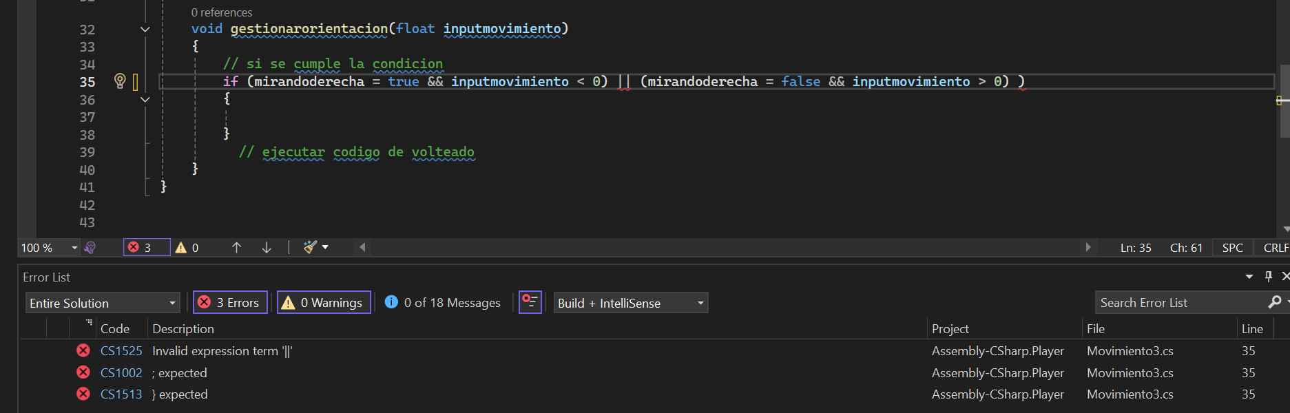 I can´t use "or" or "||" because the visual studio dont recognize him - Unity Engine - Unity ...