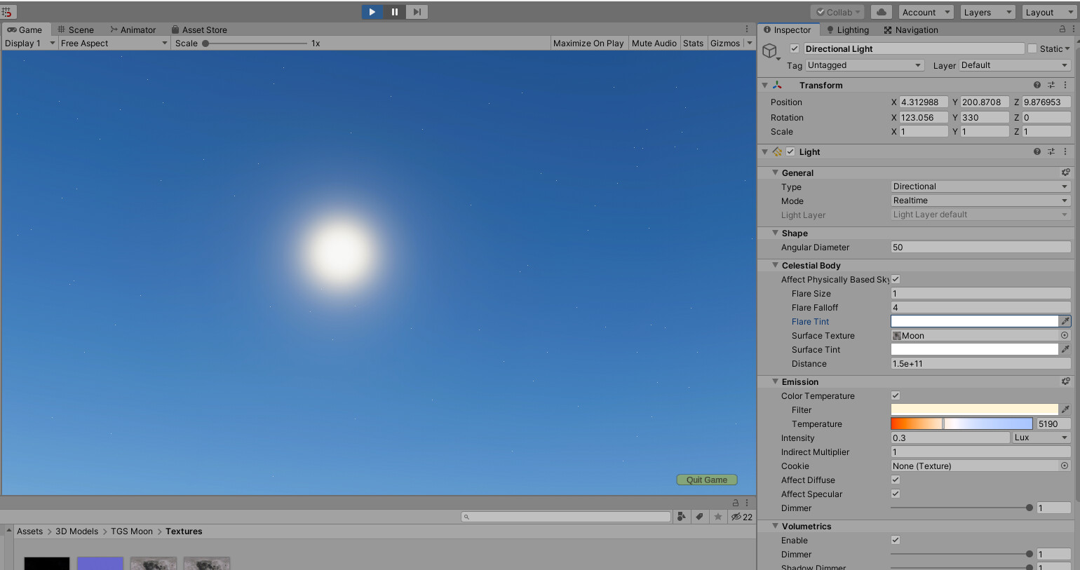 How to replace Sun (Directional Light) texture to Moon? - Unity Engine - Unity Discussions