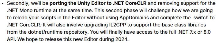 Question Regarding The Switch To Net Coreclr Unity Engine Unity Discussions 