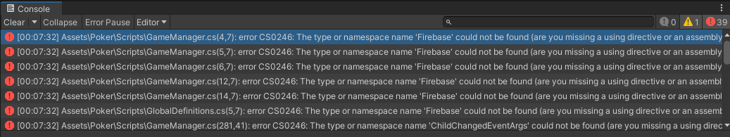 Error Cs0246 Firebase Unity Engine Unity Discussions 