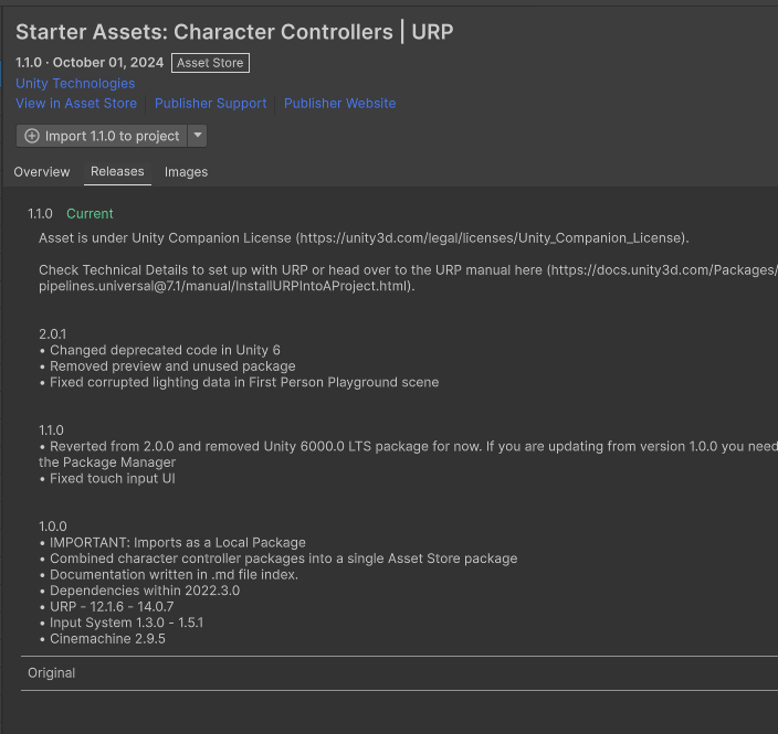"Starter Assets: Character Controlers" Is the wrong version? Not 2.0.1 - Unity Engine - Unity ...