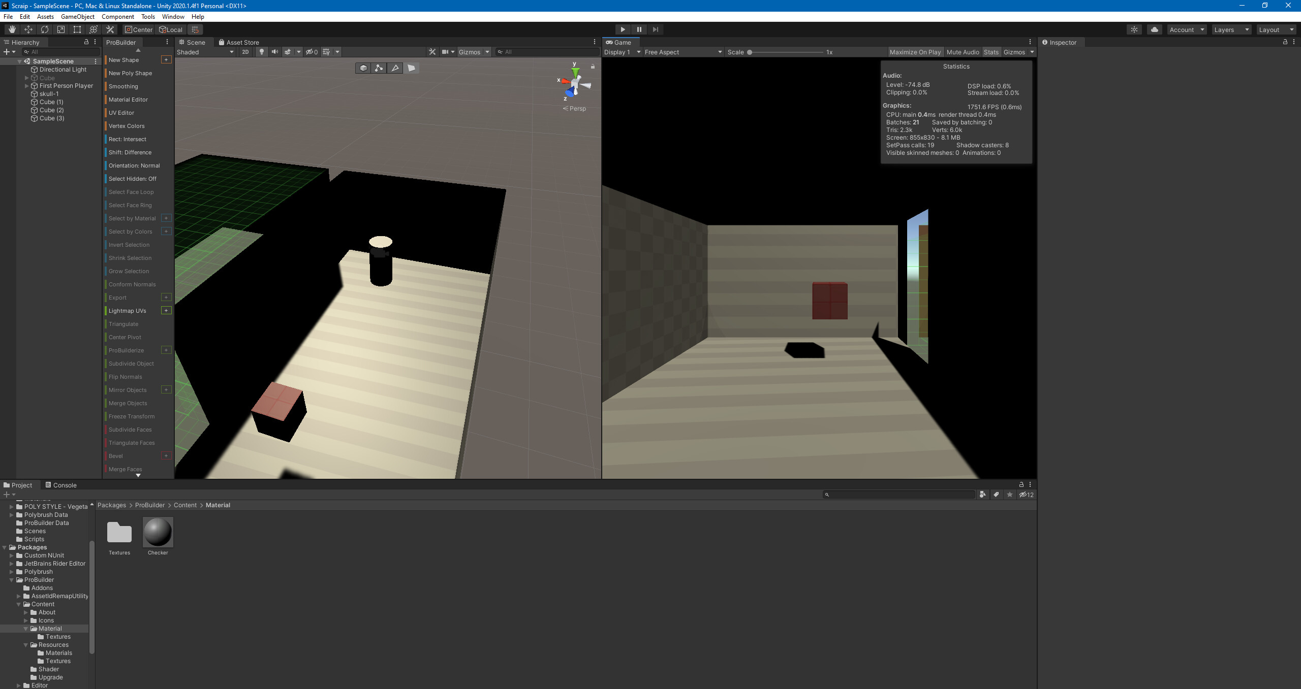 Can't see Material/Texture applied on ProBuilder after pressing Play ...