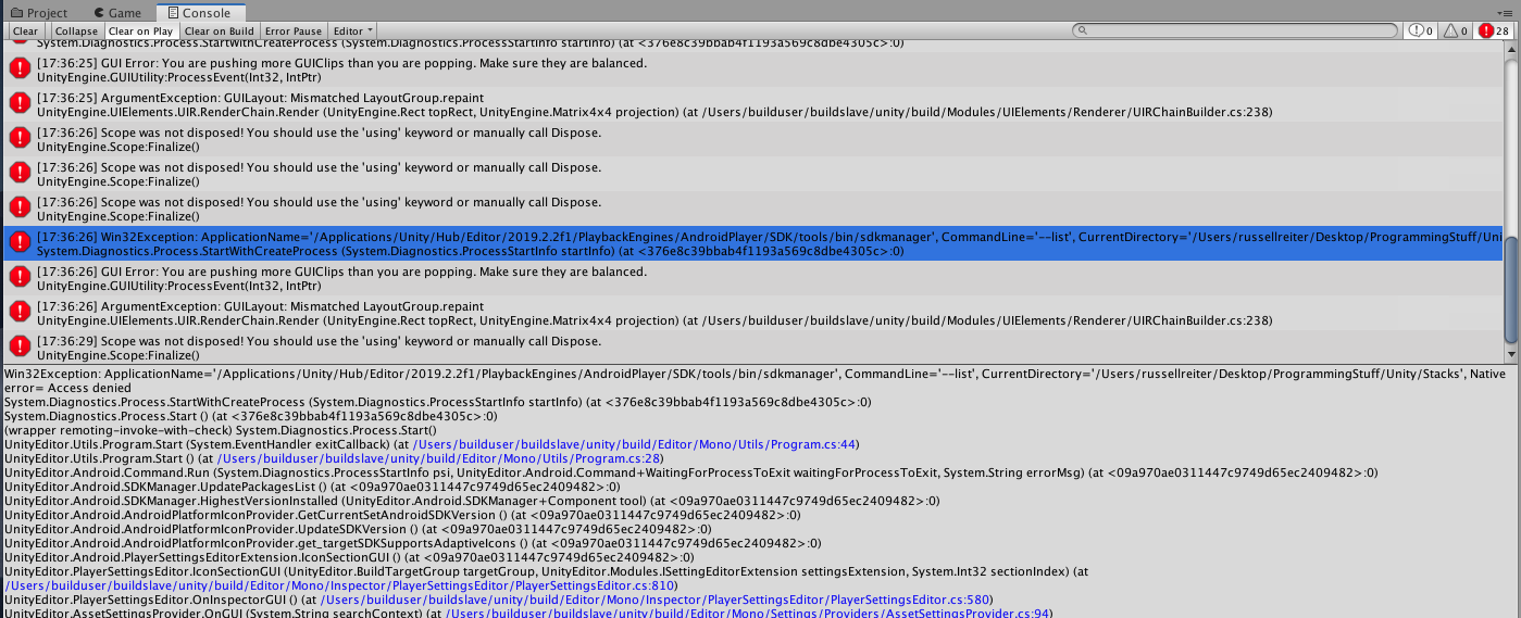 Can't Edit Android Player Settings - attempting to causes multiple errors - Unity Engine - Unity ...