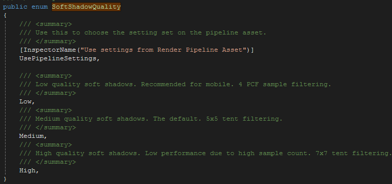 Set soft shadow quality through script - Unity Engine - Unity Discussions