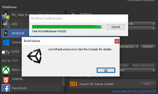 Error: lintVitalRelease ONLY IN HOME PC - Unity Engine - Unity Discussions