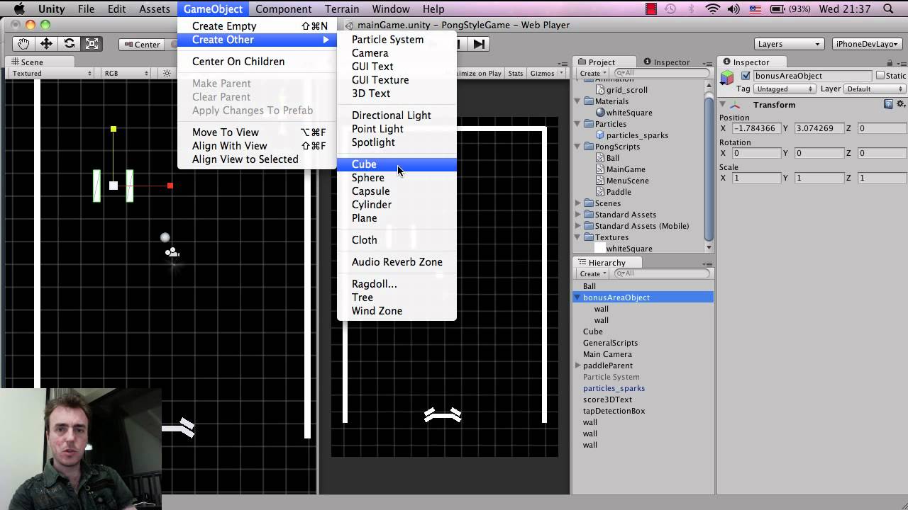 Beginner tutorial - how to make a pong style game - videos on youtube - Learn Content - Unity ...
