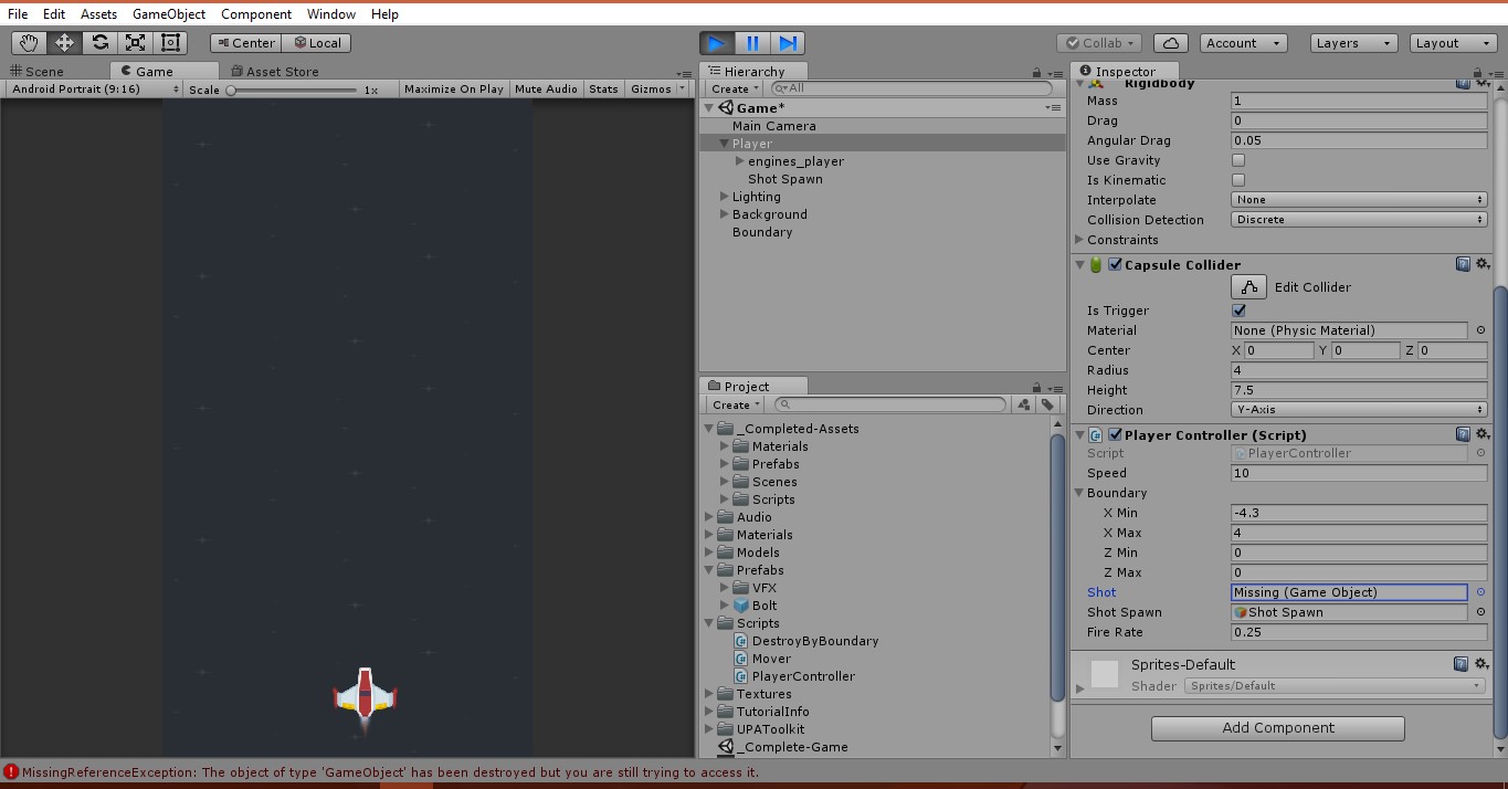 I need help with Space Shooter tutorial - Unity Engine - Unity Discussions