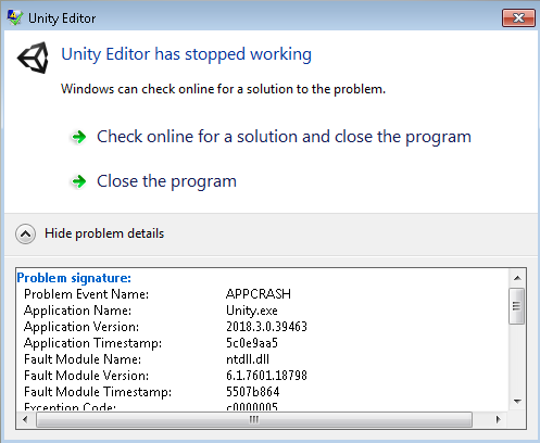 Weird crashing bug - Unity Engine - Unity Discussions