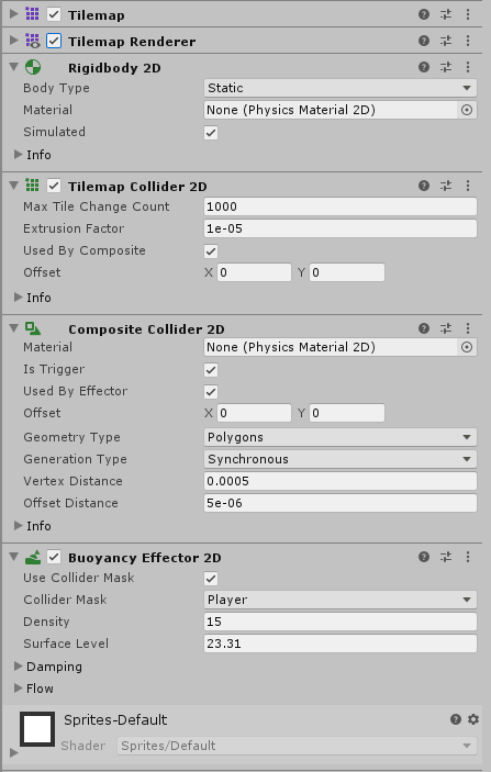 Using Effectors With Tilemap And Composite Colliders Specifically Buoyancy Eff Unity Engine 8621