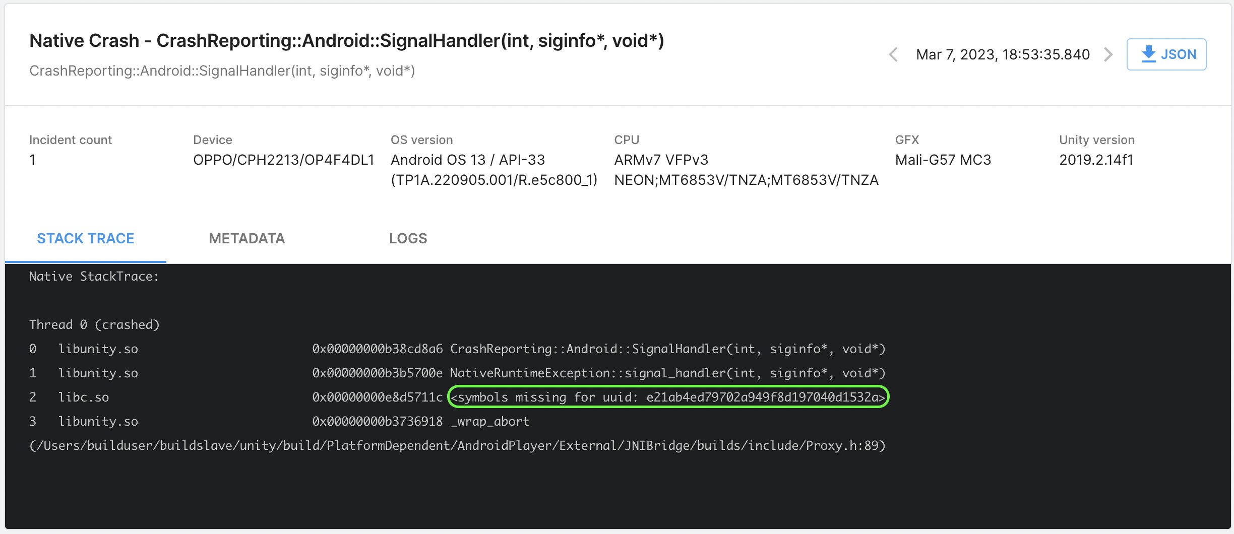 Exported android project debug symbols UUID is different from crash/non fatal UUID (2019.2 ...