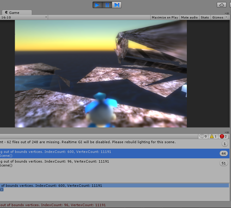 Failed setting triangles. Some indices are referencing out of bounds vertices. - Unity Engine ...