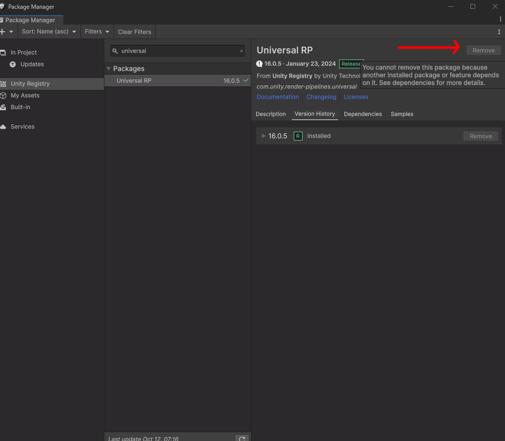 Cant Remove Packages Due To Dependency On Latest Unity Unity Engine Unity Discussions 