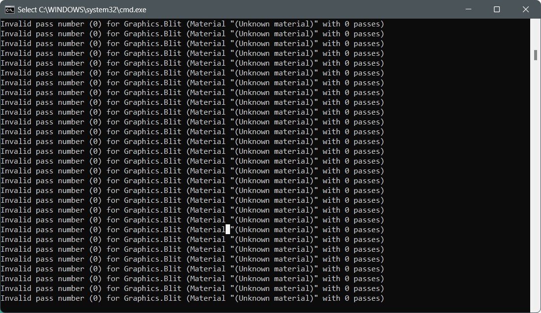 Invalid pass number (0) for Graphics.Blit (Material "(Unknown material)" with 0 passes) - Unity ...