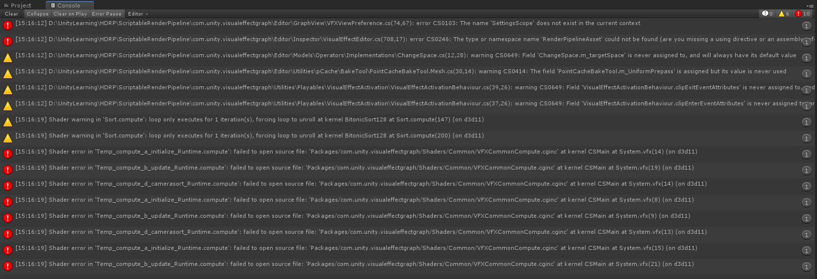 Installing Visual Effect Graph Unity Engine Unity Discussions
