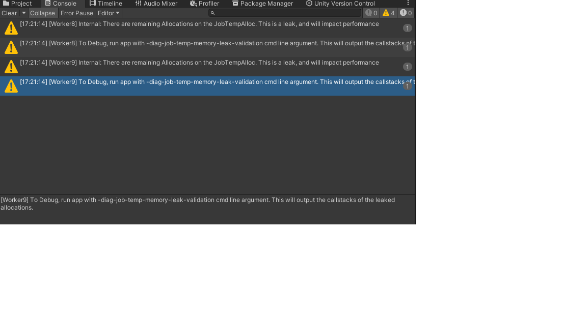 There are remaining Allocations on the JobTempAlloc. This is a leak... - Unity Engine - Unity ...