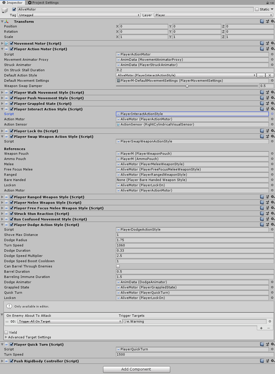 Avoiding duplicate code between the player and npc classes deriving from Unity's MonoBehaviour ...