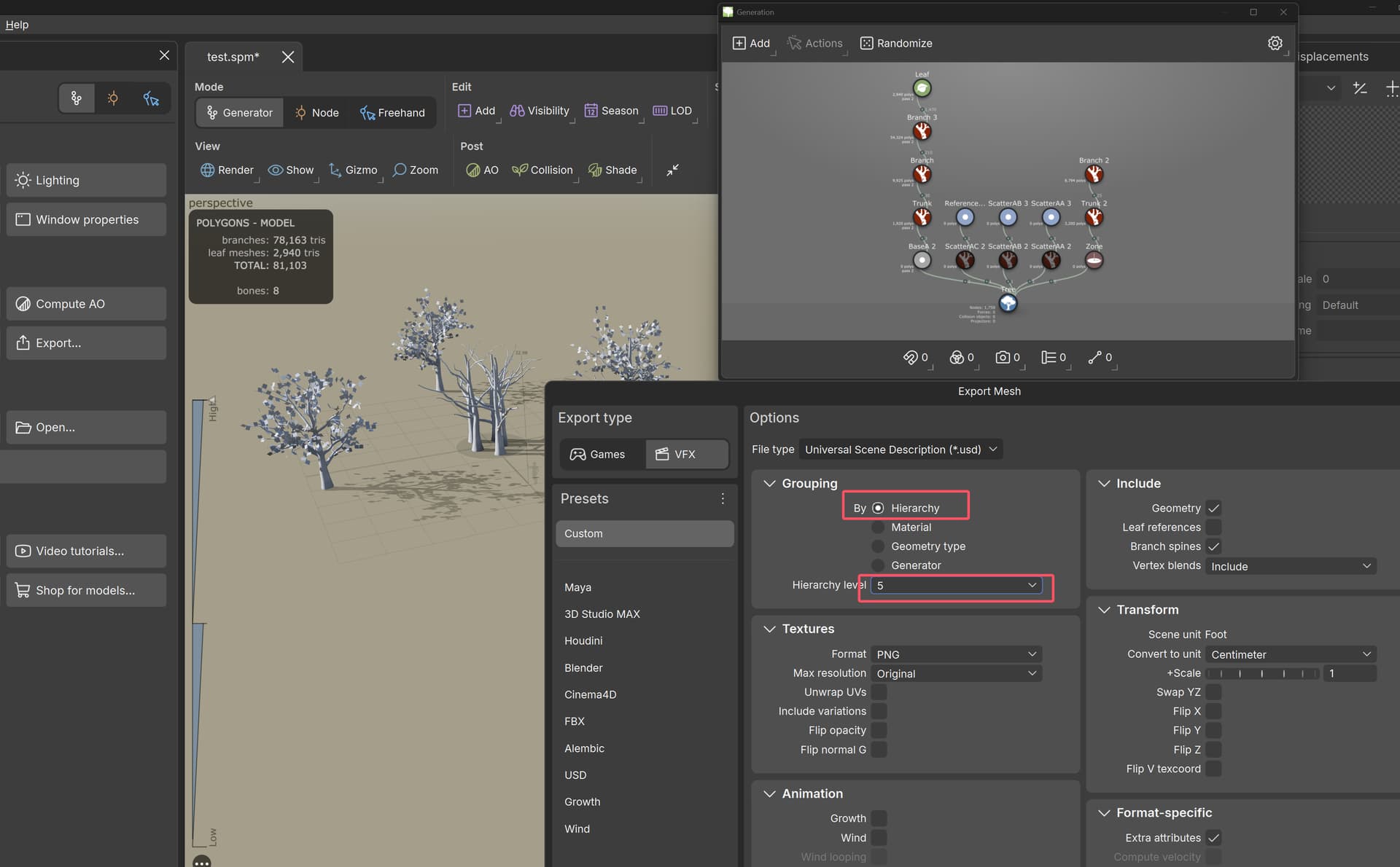 When using the Reference and Zone nodes in SpeedTree, the USD files cannot be exported correctly ...
