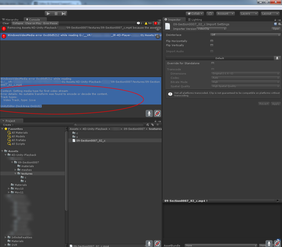 Videoclip Import Error Unity Engine Unity Discussions