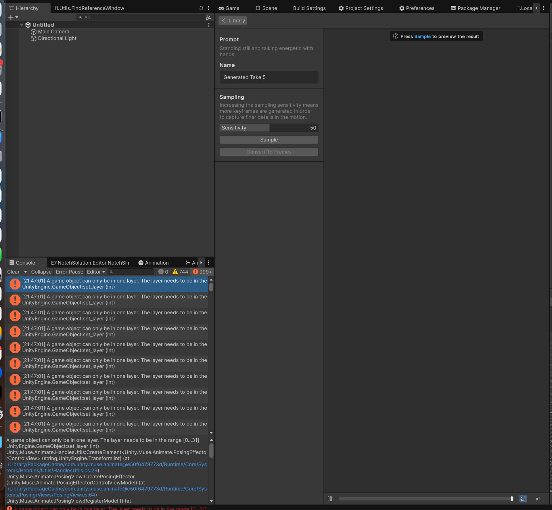 Unity Muse Animate - Cannot Preview Animations / ‘GameObject can only be in one layer’ Error ...