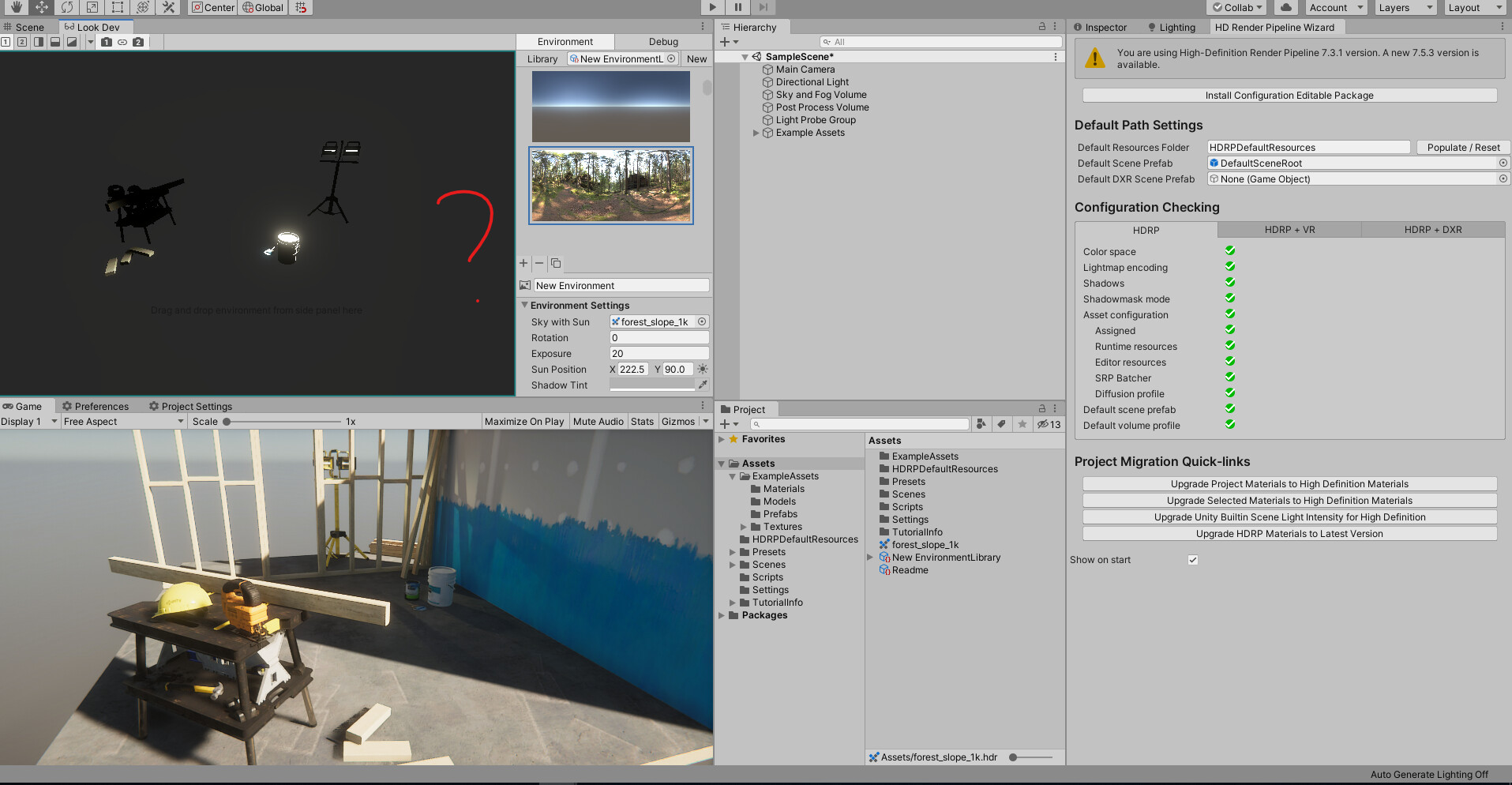 How does LookDev in HDRP work, the ambient show up black for me ...