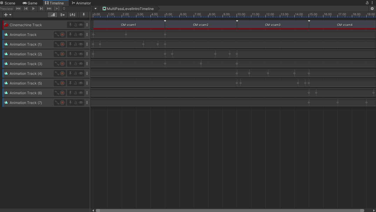 Timeline with 4 VCams takes 80 seconds instead of the set up 20 seconds timeline length - Unity ...
