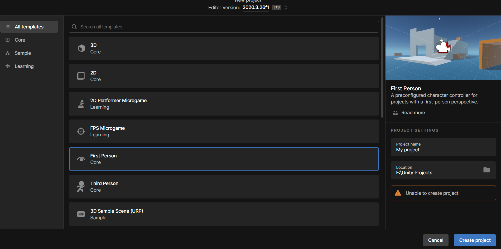 "Unable to create project" Can't Start unity - Unity Engine - Unity Discussions