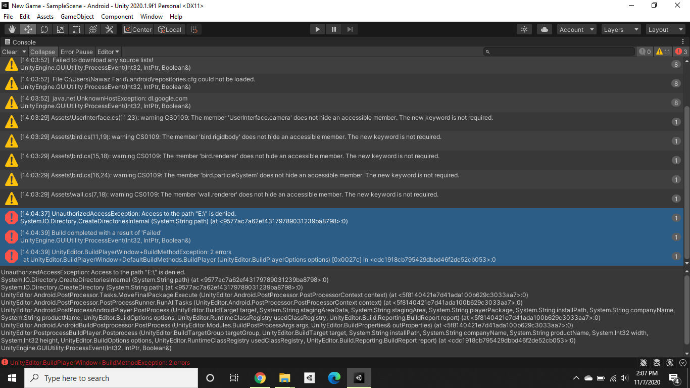 I am getting unexpected build errors.Please Help.Photo is attached - Unity Engine - Unity ...