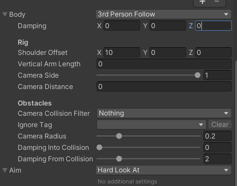 Cinemachine camera to follow player from fixed angle and distance ...