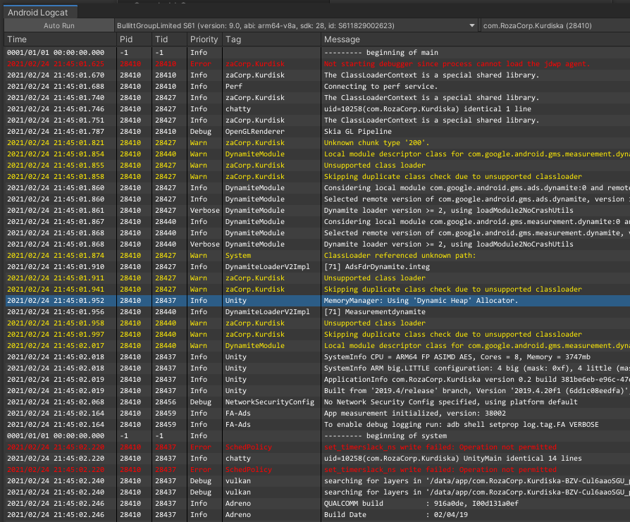 Error libprocessgroup set_timerslack_ns write failed: Operation no - Unity Engine - Unity ...