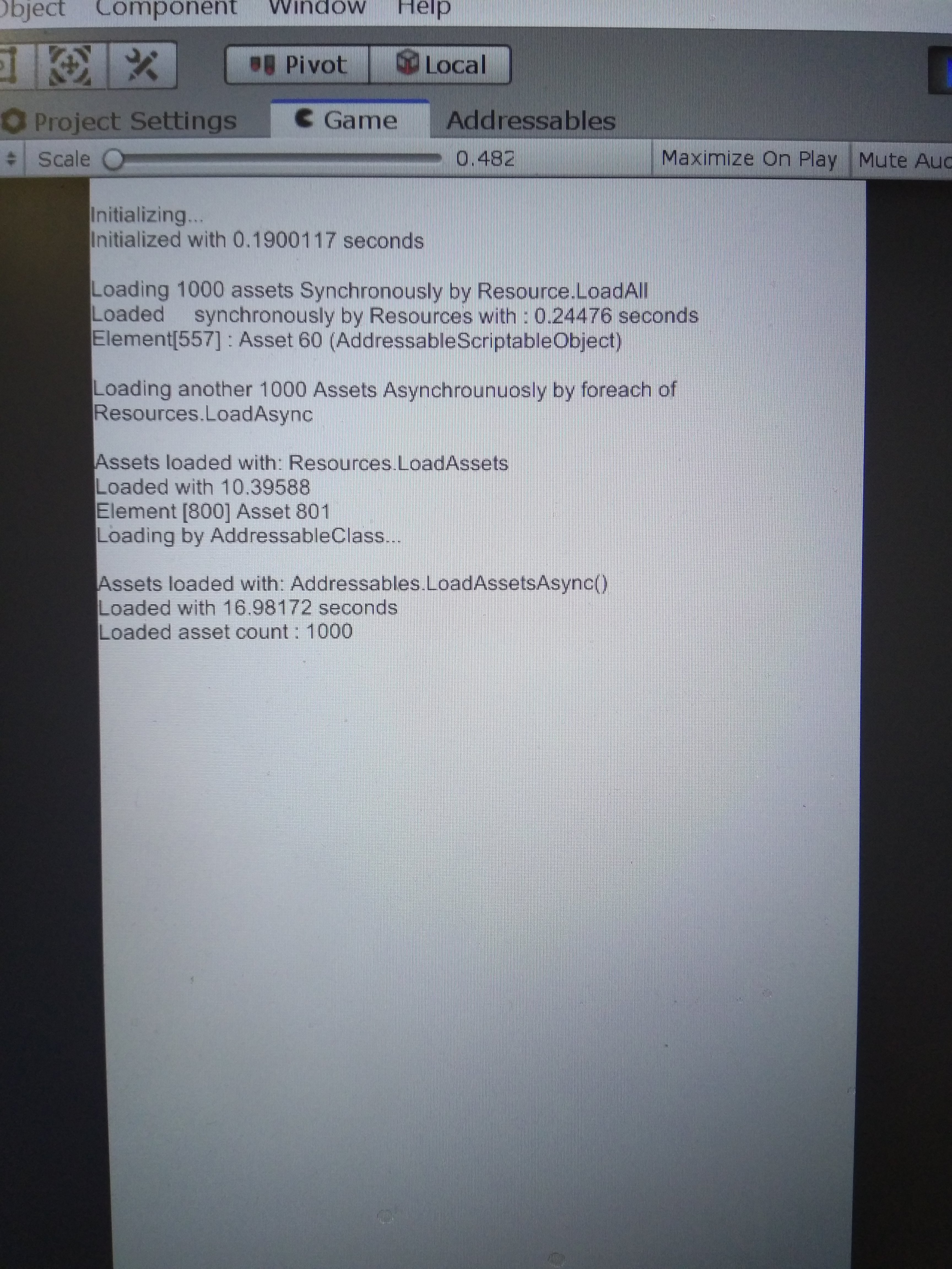 [ISSUE] Asynchronous loading takes enormous amount of time in Android (1000 assets - 17 seconds ...