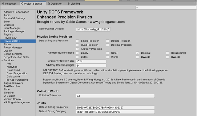 Unity Dots Physics Enhancements Double Quad Decimal Arbitrary Precision Unity Engine