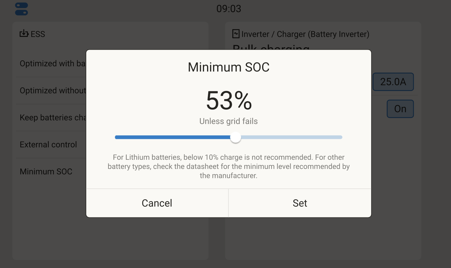 Minimum SOC grayed out on VRM portal control panel in external control ...